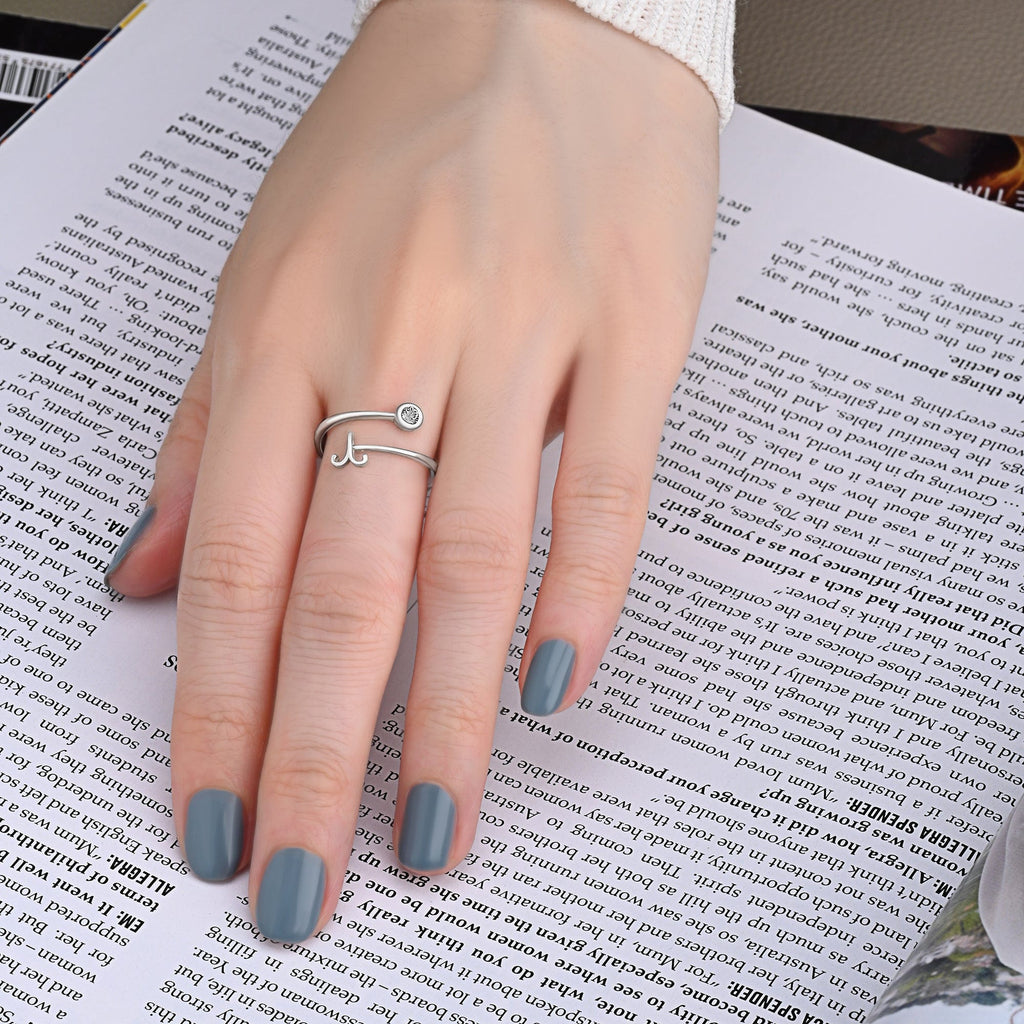 Aries Ring Silver Adjustable Zodiac Sign Ring - Eleganzia Jewelry