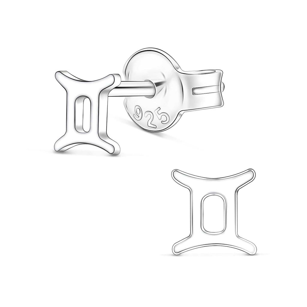 Gemini Earrings Stud Constellation Sterling Silver - Eleganzia Jewelry