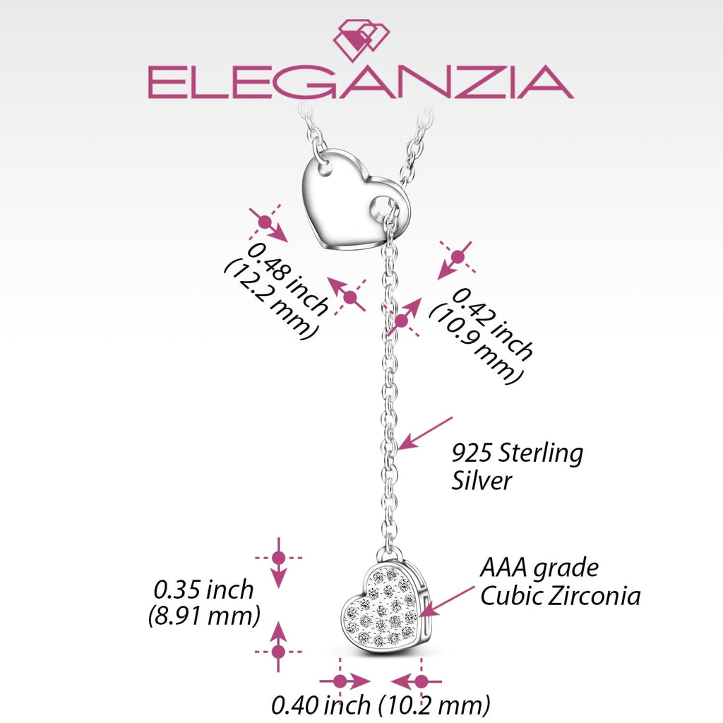 Entangled Heart Necklace Silver Adjustable Y Necklace - Eleganzia Jewelry